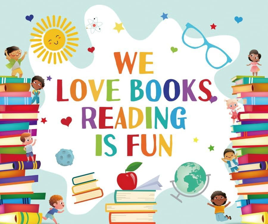 World Book Day Backdrop We Love Books Reading is Fun Children Students ...