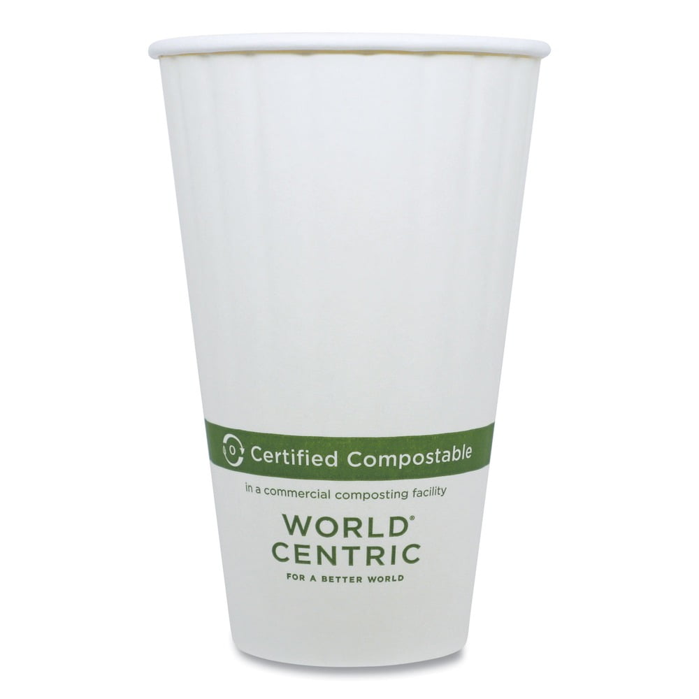 World Centric CU-PA-16D 16 oz. Double Wall Paper Hot Cups - White (600 ...
