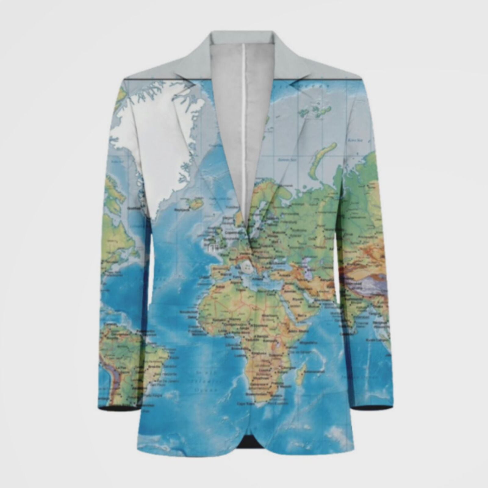 World Chart WORLD MAP Print-01 Men Blazers Slim Clothing Summer Jacket ...