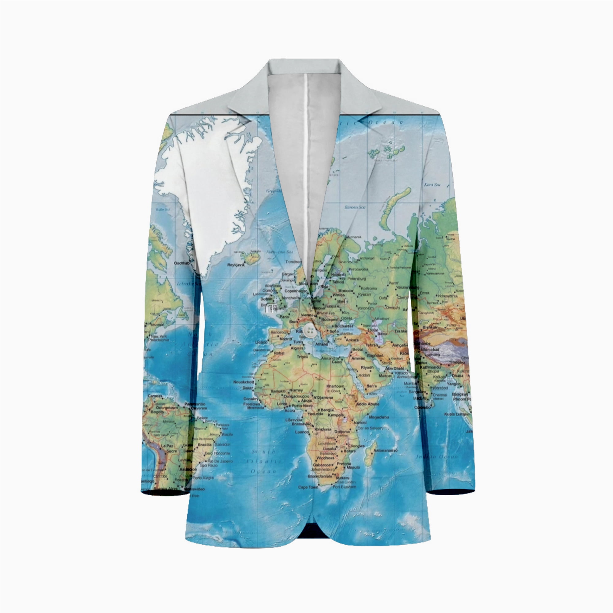 World Chart WORLD MAP Print Customized Men's Suits full man Shawl ...