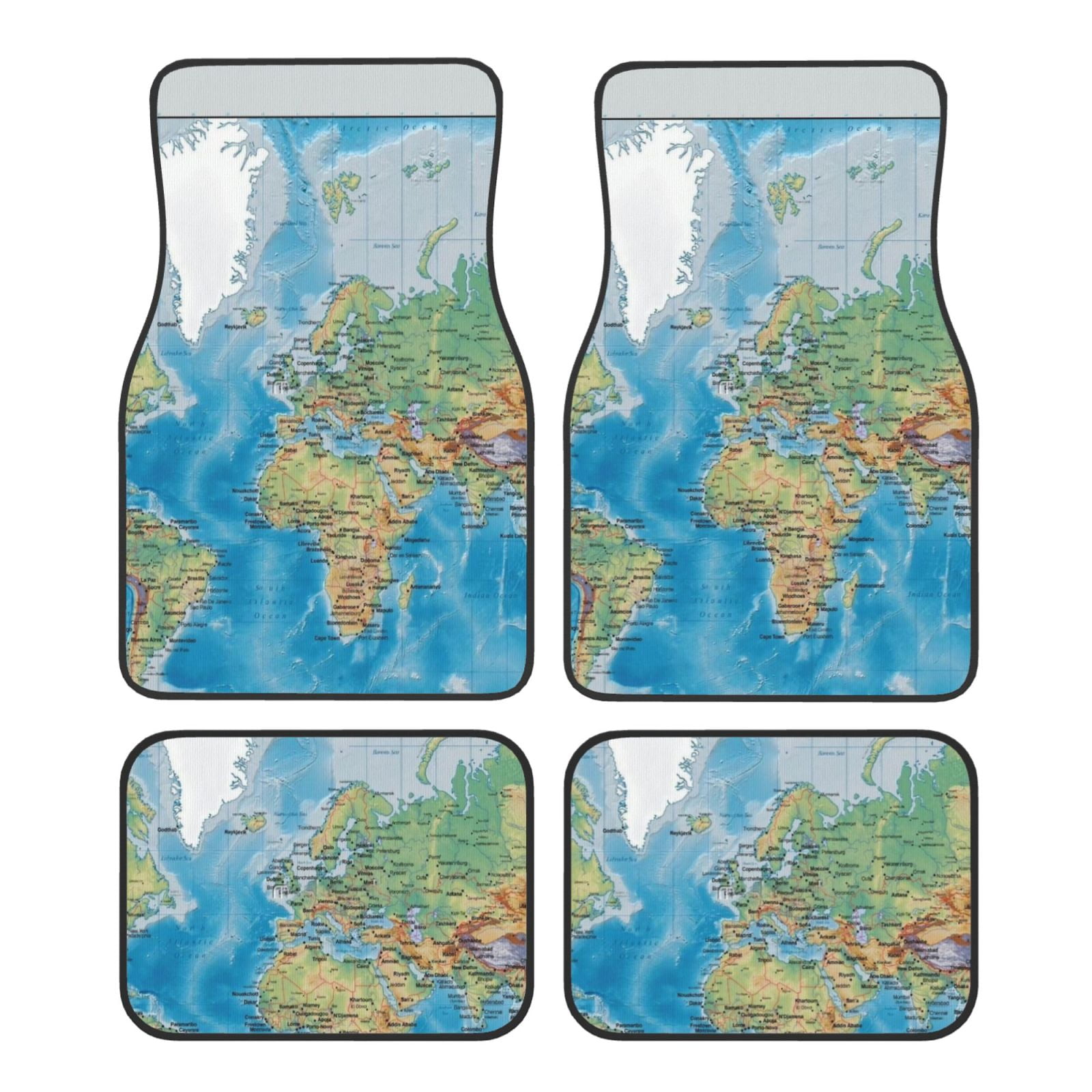 World Chart WORLD MAP Print Floor Car Mat Universal Fit Car Floor Mats ...