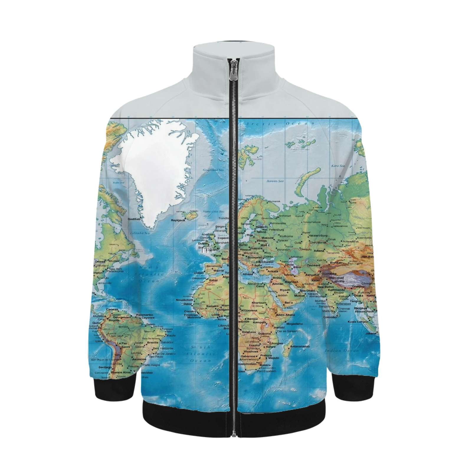 World Chart WORLD MAP Print Jacket Men's Street Cool Long Sleeves Coat ...