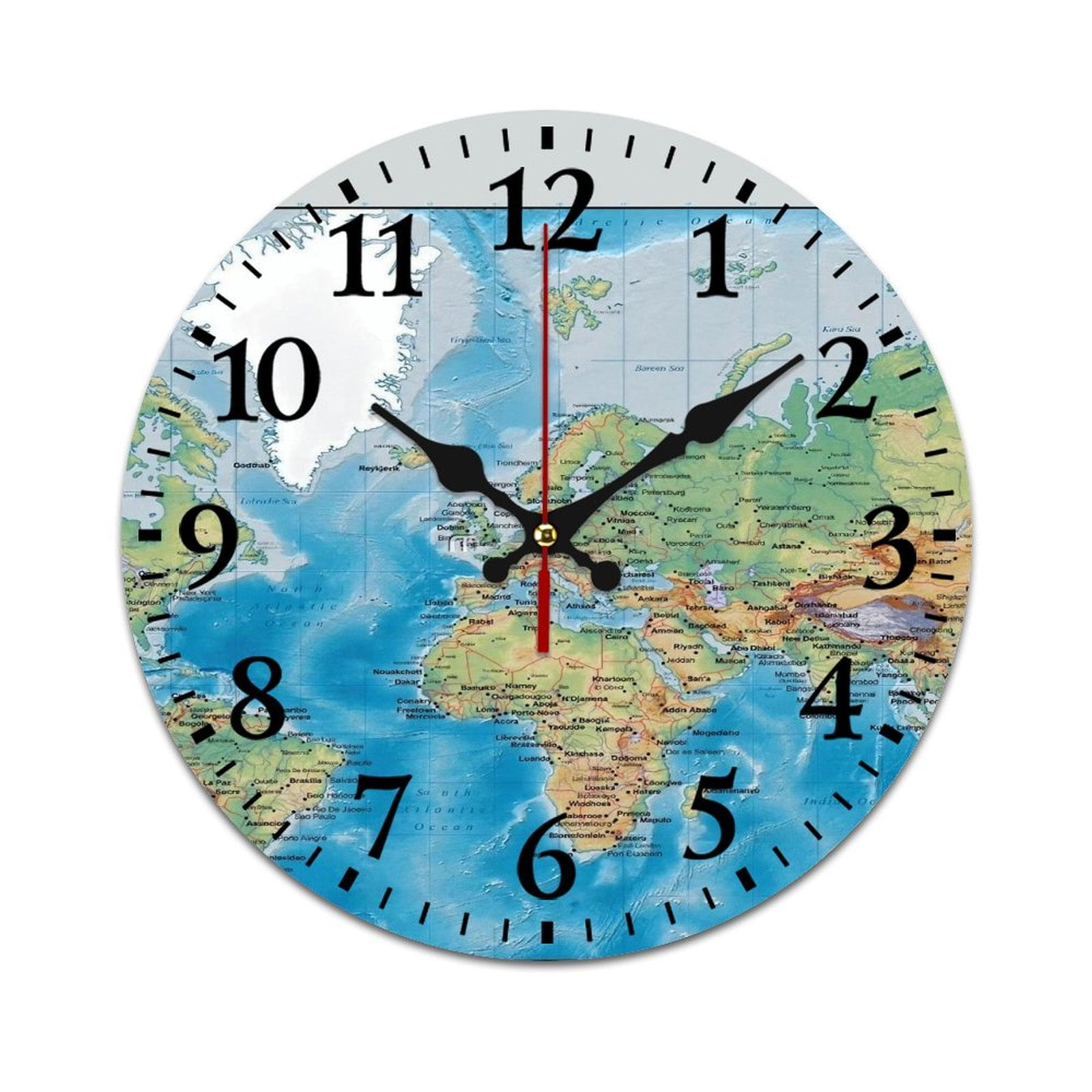 World Chart WORLD MAP Print Wall Clock Modern Design Clocks Wall ...