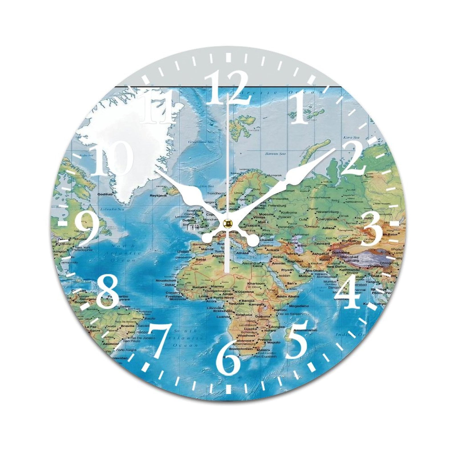World Chart WORLD MAP Print Wall Clock Modern Design Clocks Wall ...