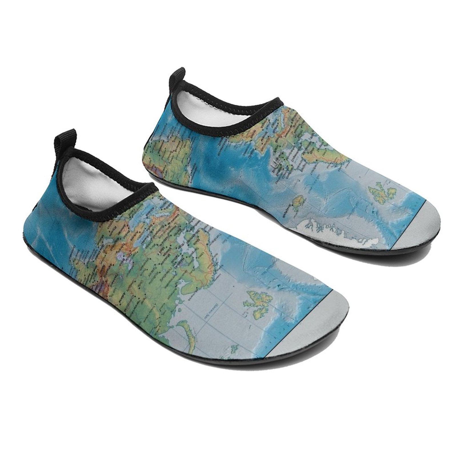 World Chart WORLD MAP Print Water Shoes Beach Slip-on Shoes for Men ...