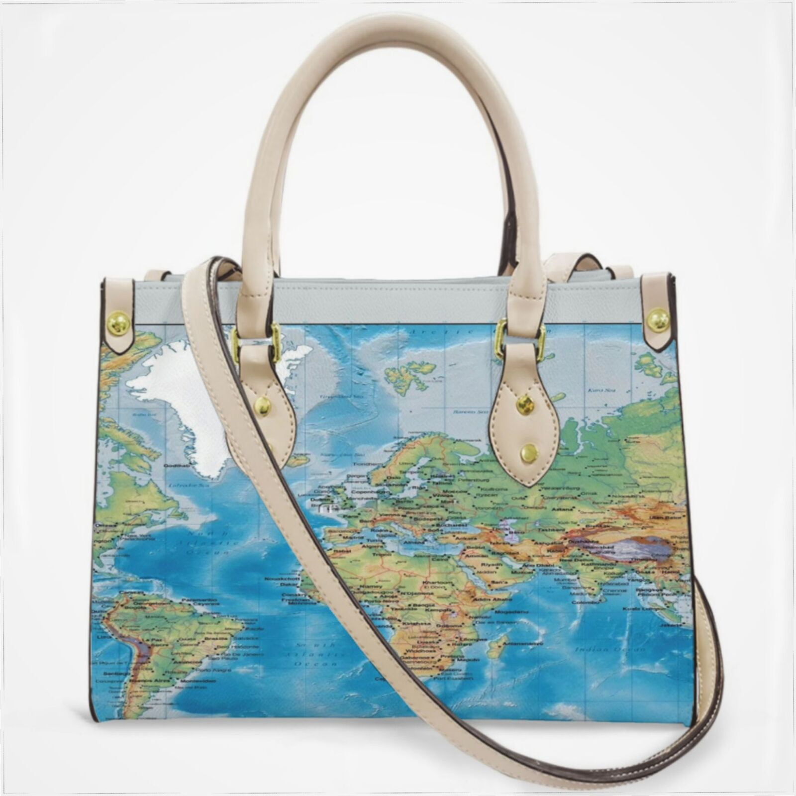 World Chart World Map Print Cross Body Bags For Women Small Leather ...