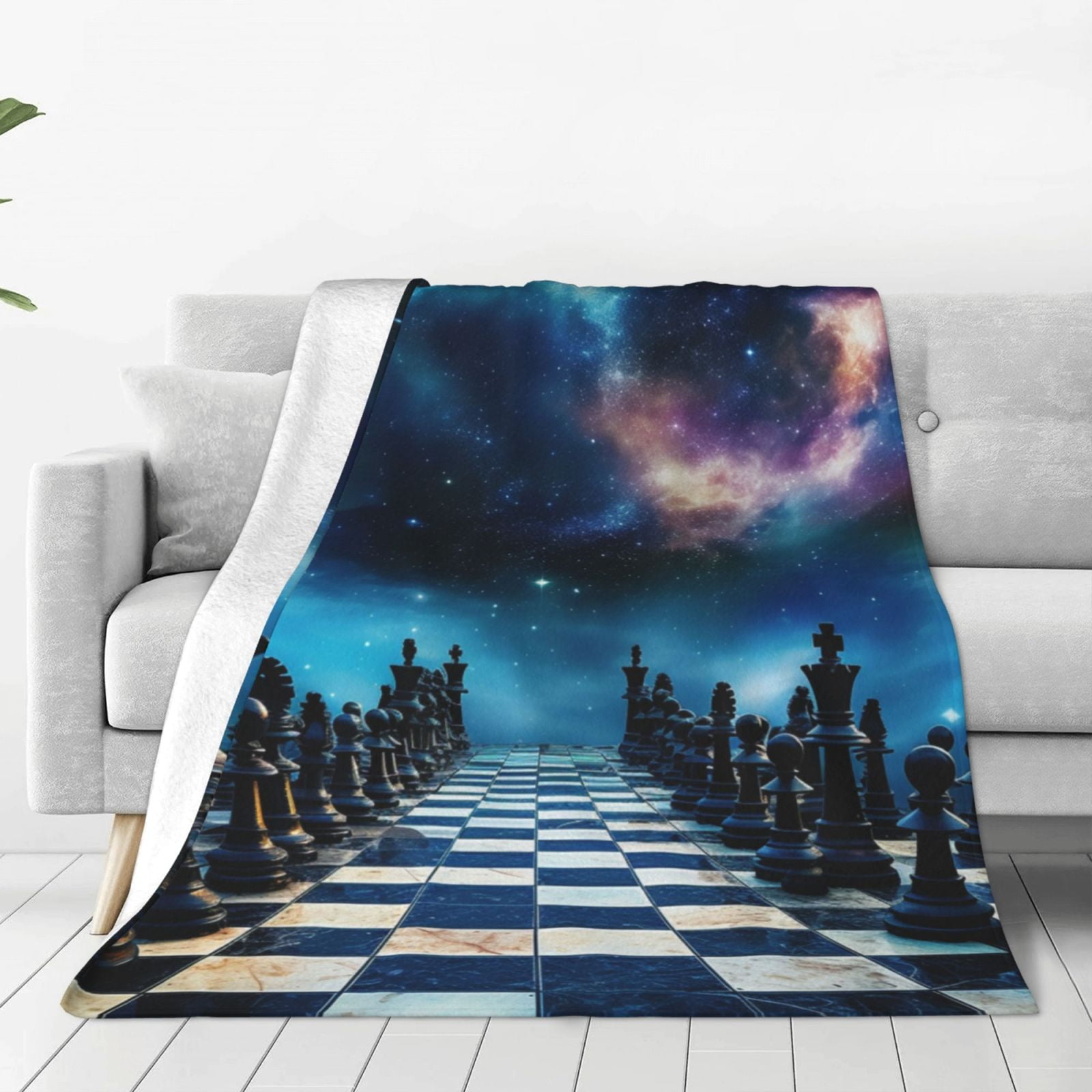 World Chess Board Starry Throw Blanket Decorative Soft Warm Flannel ...