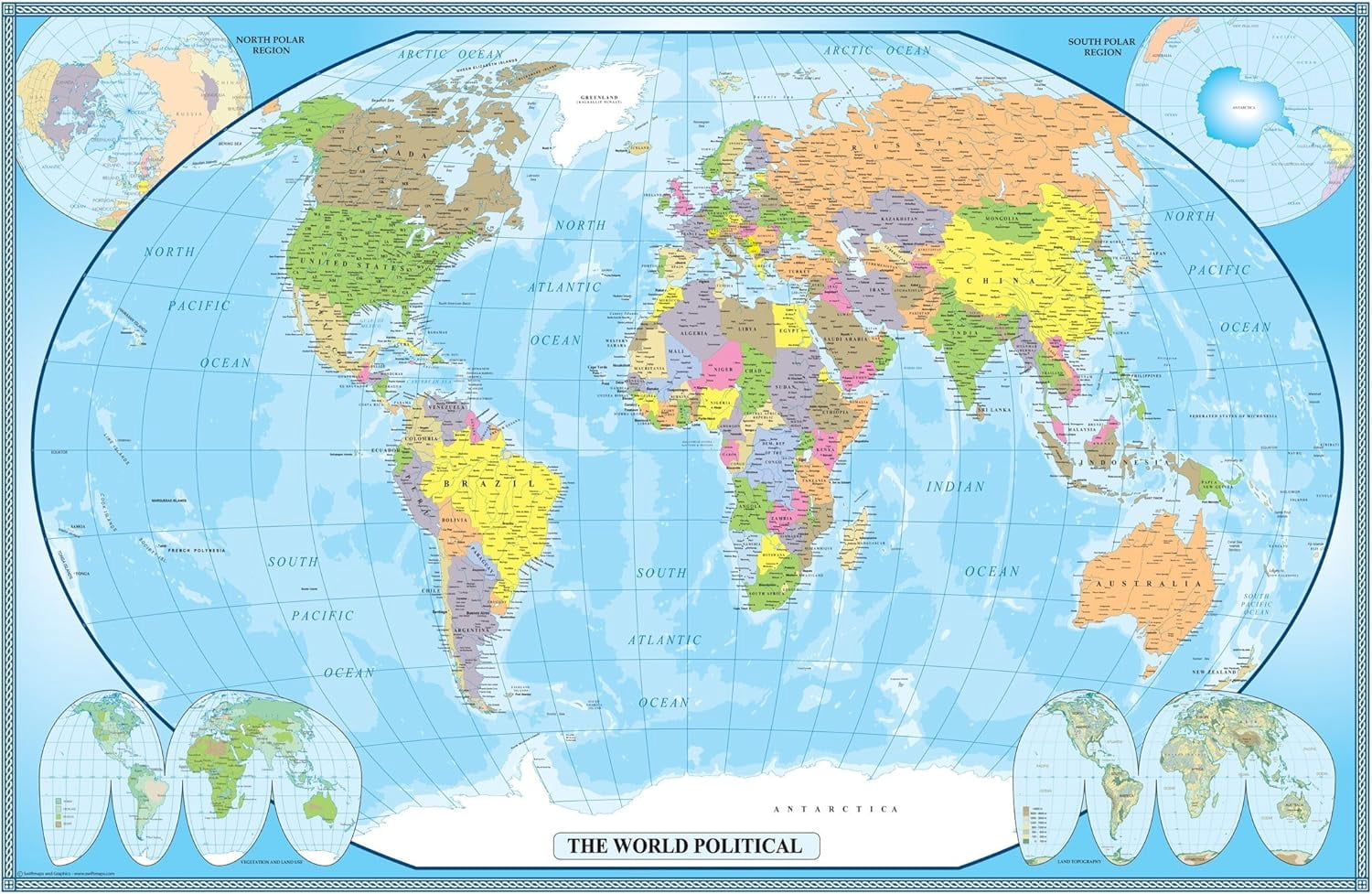 World Classic Wall Map Poster Mural (48x70 Laminated) - Walmart.com