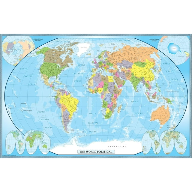 World Classic Wall Map Poster Mural (48x70 Laminated) - Walmart.com