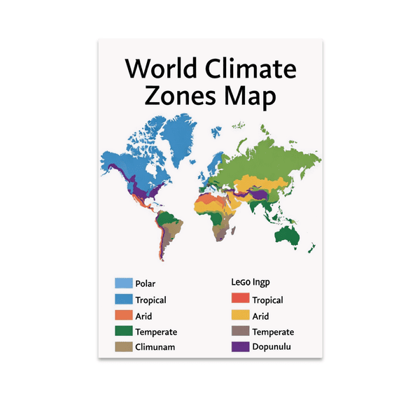 World Climate Zones Map - Education Enthusiast - 13x19 Poster Print ...
