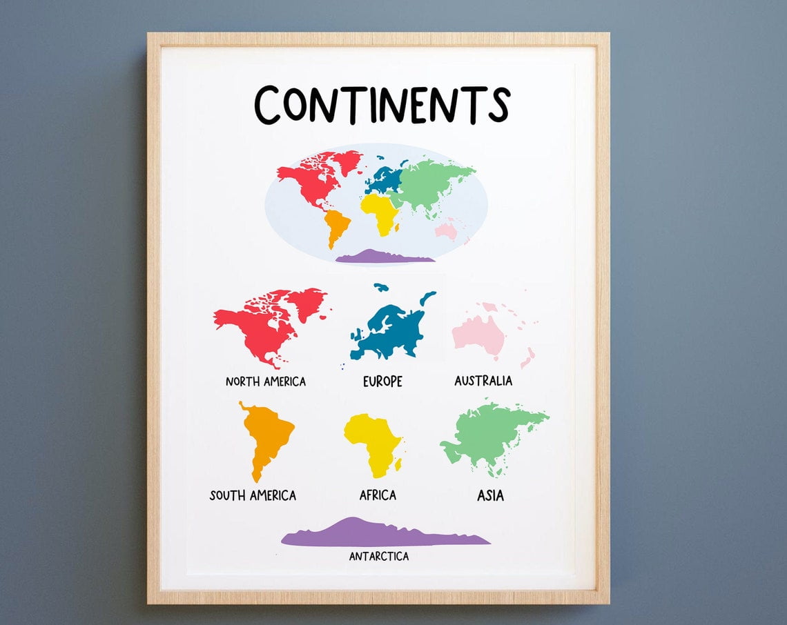 World Continents Print, Education, Homeschool Print, Learning Resources ...