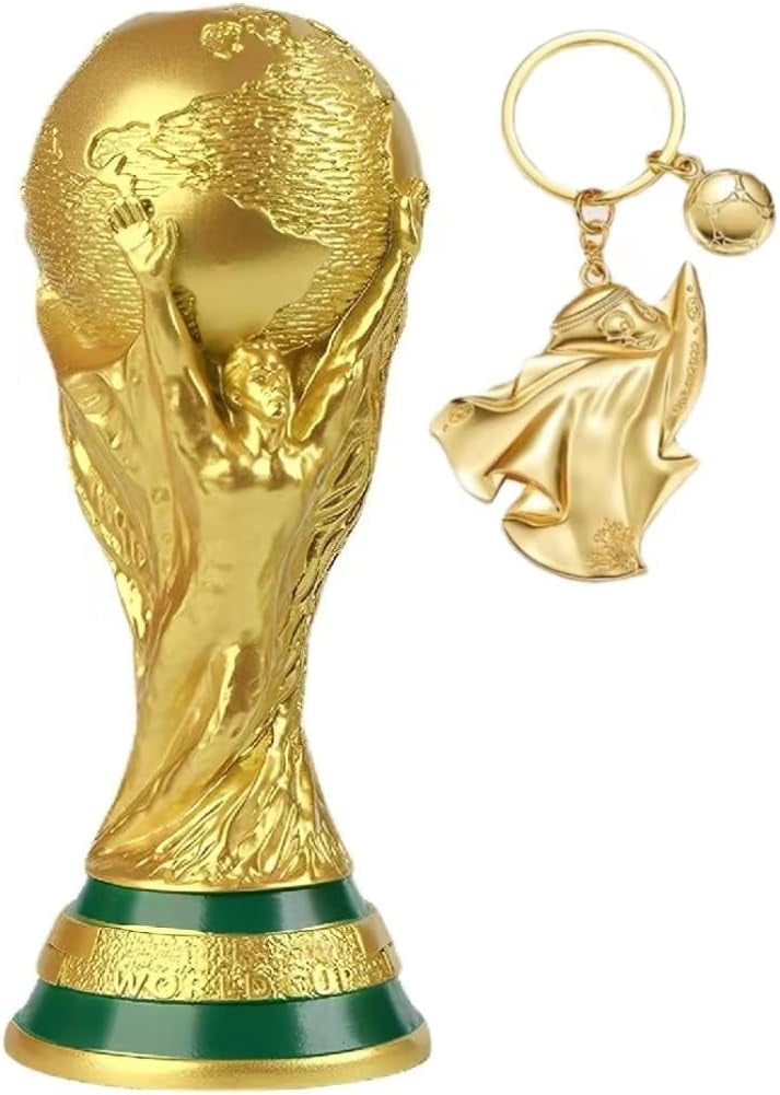 World Cup Trophy with Little Glitter Gold Man Keychain, 2022 World Cup Replica | Sports Fan ...
