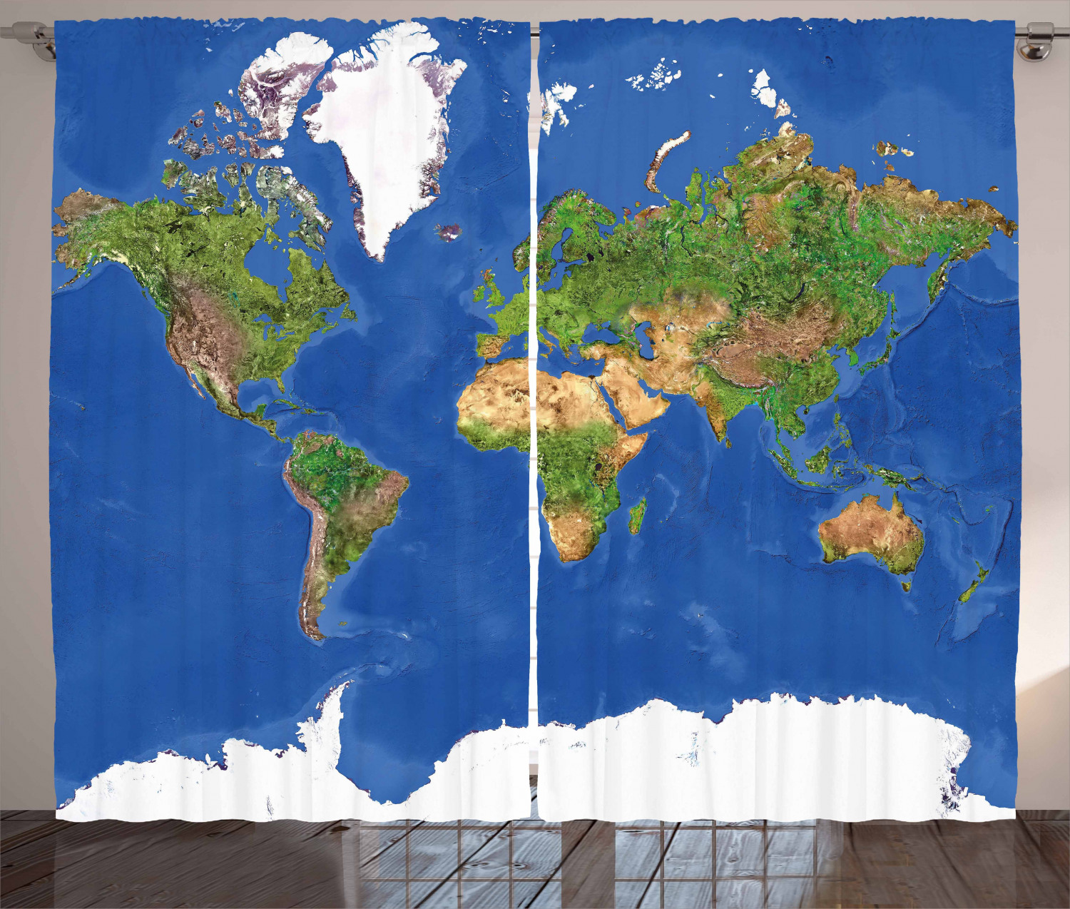 Ambesonne World Curtains 2 Panel Set, Continents Vegetation, 108" x 108 ...