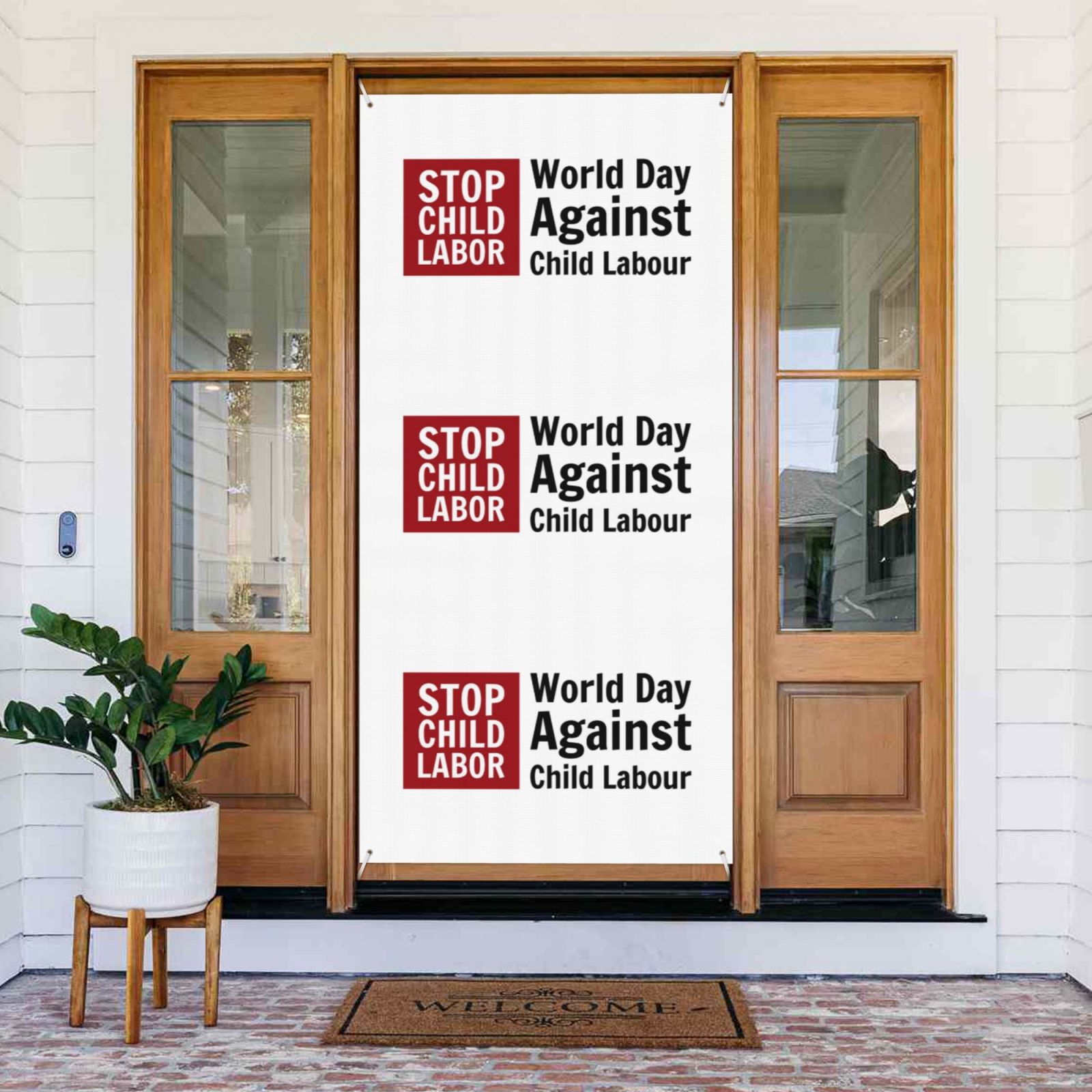 World Day Against Child Labour Door Cover Decoration Backdrop Banner ...