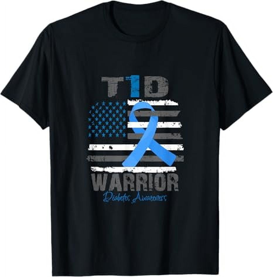 World Diabetes Awareness Blue Ribbon T1D Warrior Type 1 T-Shirt ...