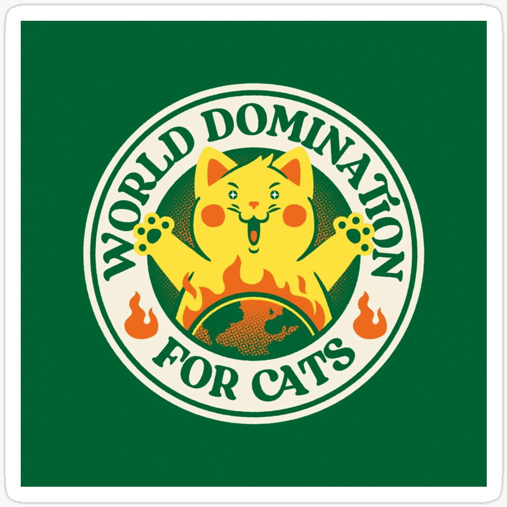 World Domination For Cats Stamp Sticker Phone Decal Water Bottle ...