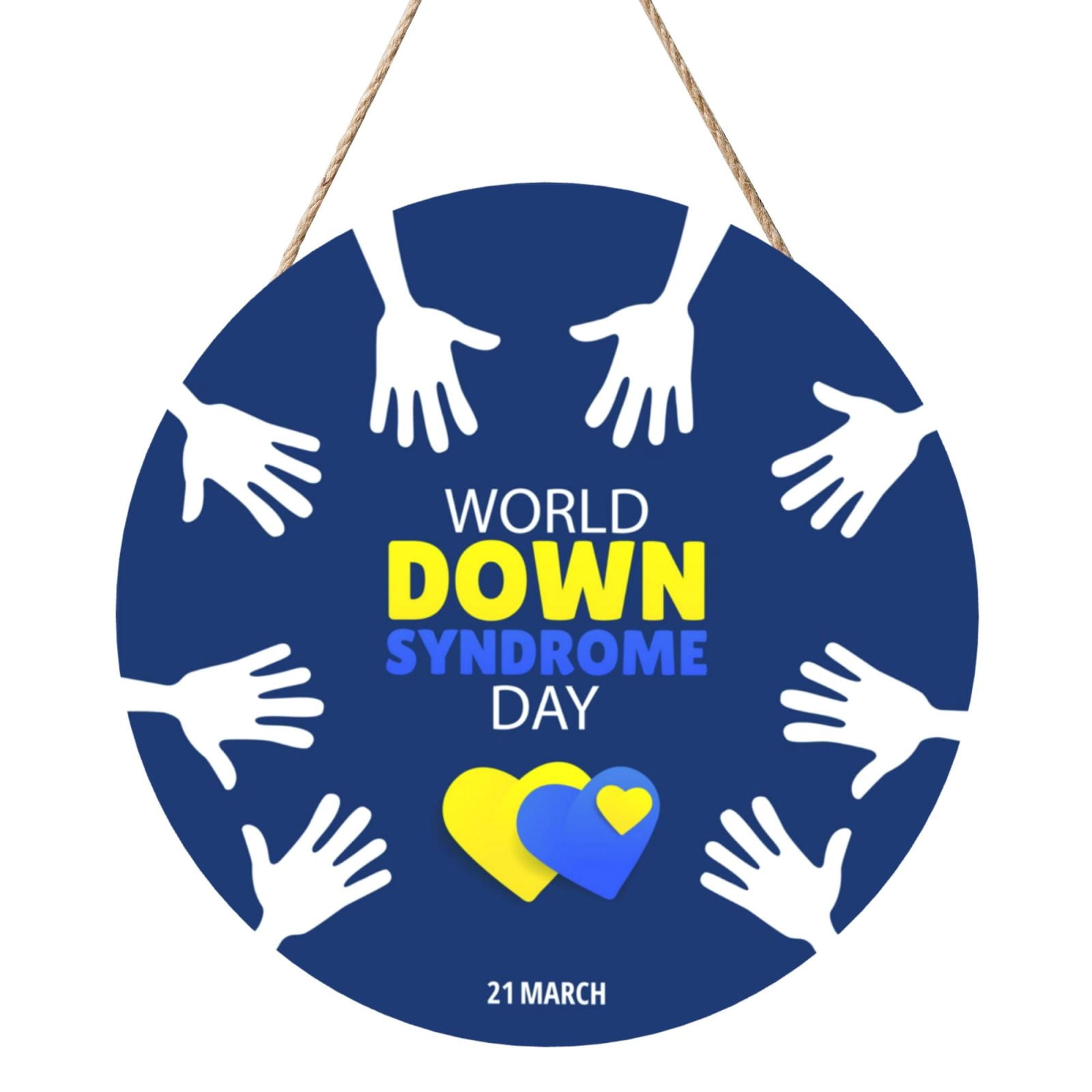 World Down Syndrome Awareness Day Wooden Hanging Sign Ornament Welcome ...