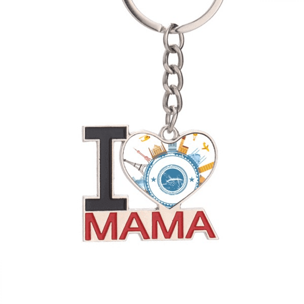 World Earth Landmark City Pattern Keychain Metal Keyring Holder Love ...