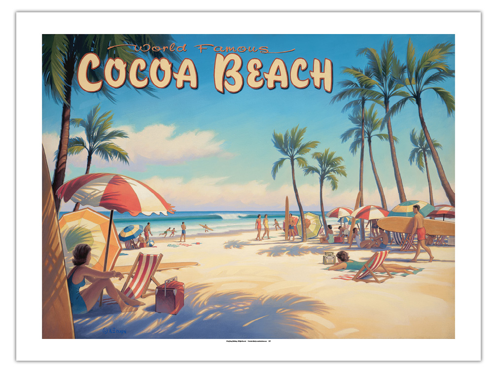 World Famous Cocoa Beach - Florida - Vintage Travel Poster by Kerne ...