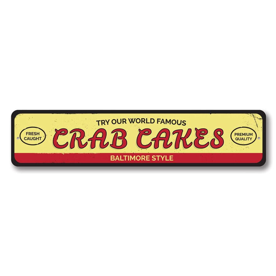 World Famous Crab Cakes Sign Seafood Restaurant Metal Wall Decor Size ...