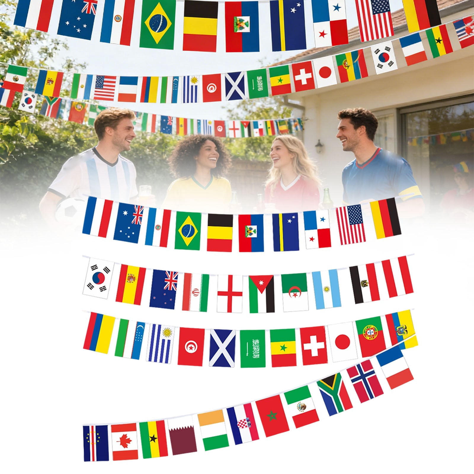 World Flag Bunting Banner with 42/32 Flags, Double-Sided Fabric Banner ...