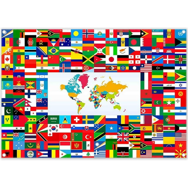 World Flags Backdrop World Map International Flag Photography ...