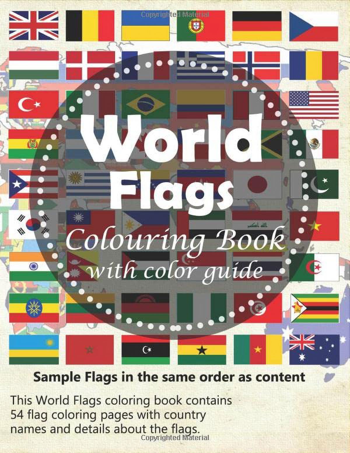 Pre-Owned World Flags Colouring Book: With colour guides - Walmart.com
