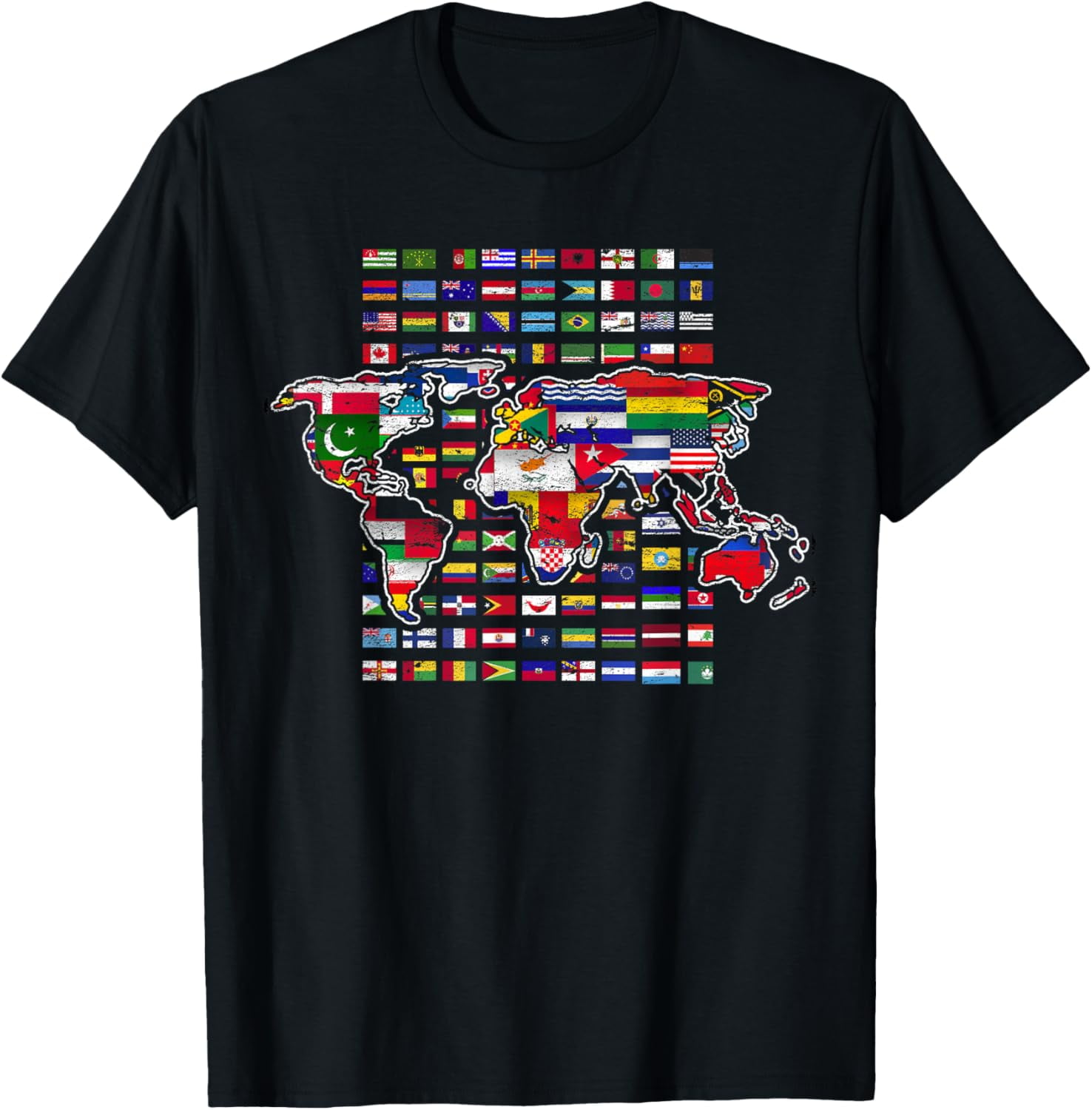 World Flags International Countries Traveling World Map T-Shirt ...