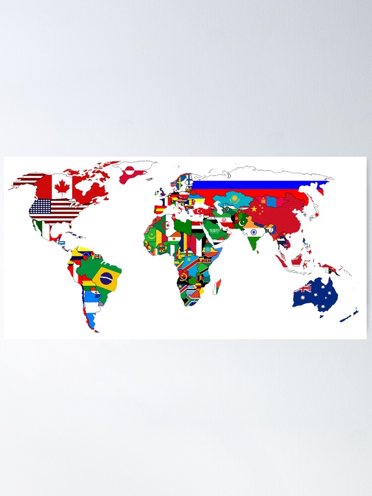 World Flags Map Poster - Walmart.com