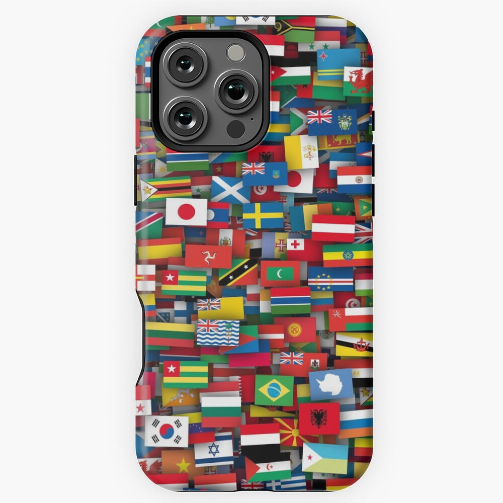 World Flags Pattern Artwork Protective and Compatible iPhone 11-17 Pro ...