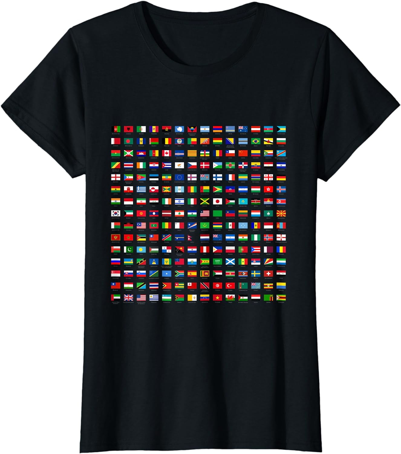 World Flags,Short Sleeve T-Shirt Cool Travel 210 Flag International Tee ...