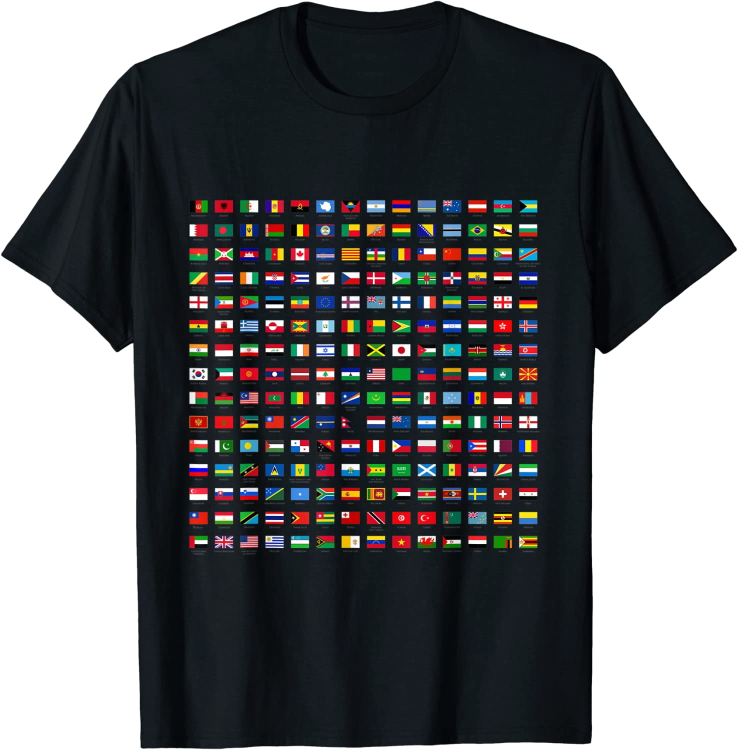 World Flags,Short Sleeve T-Shirt Cool Travel 210 Flag International Tee ...
