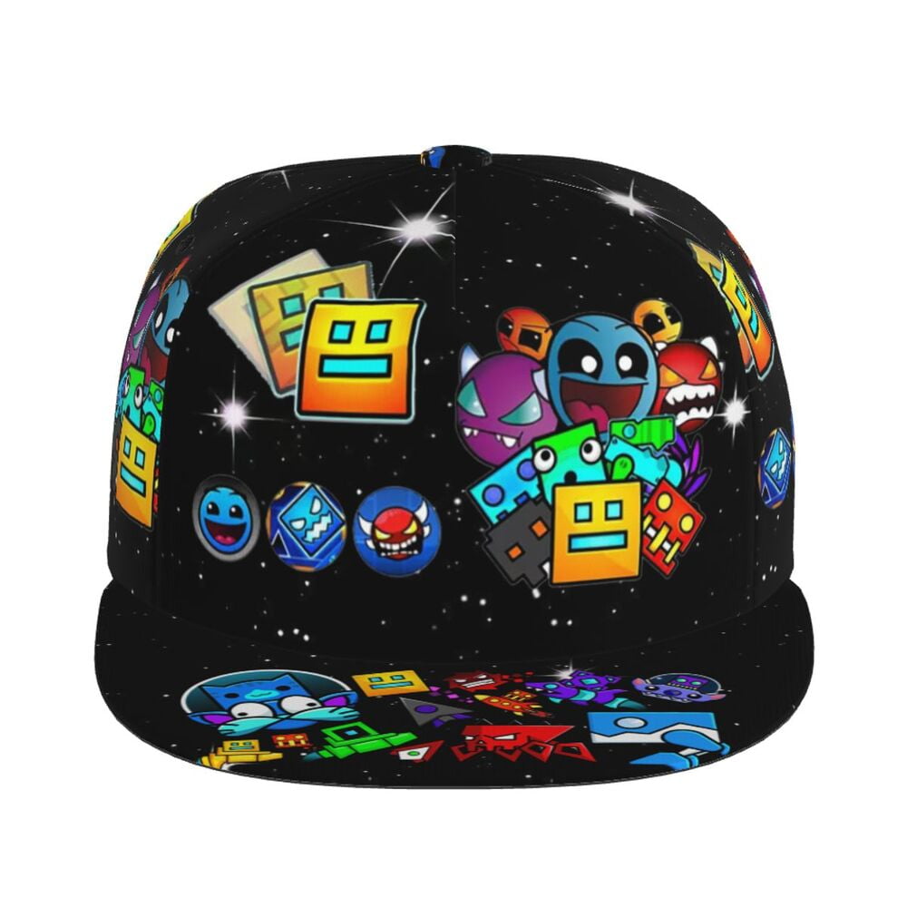 World Geometry Dash Adjustable Flat Brim Baseball Cap Snapback Hat Hip ...
