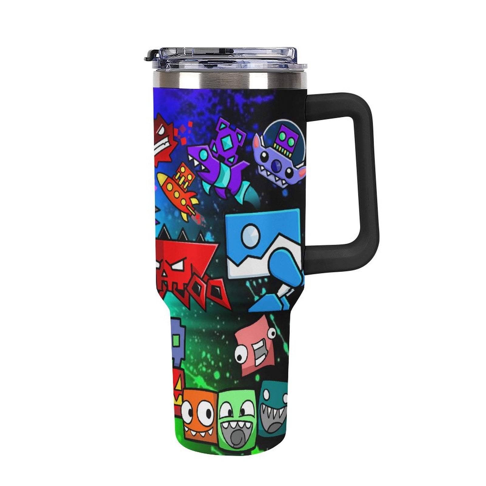 World Geometry Dash Car Cup Tumbler with Handle & Straw 40 Oz Cupholder ...