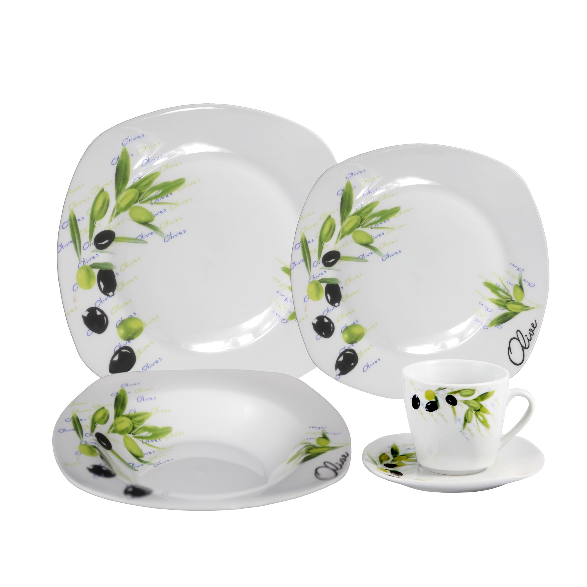 World Gifts 20 Pieces Porcelain Square Dinnerware Set Service for 4 ...