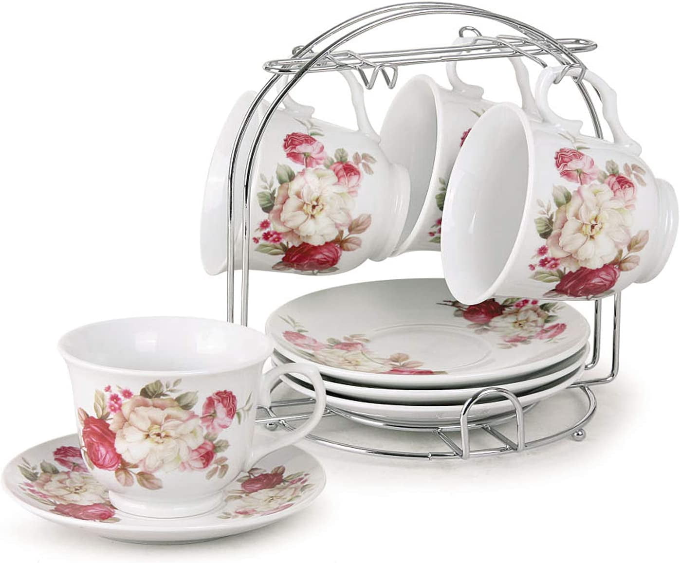World Gifts Elegant Durable and Colorful Porcelain Tea Cup and Saucer ...
