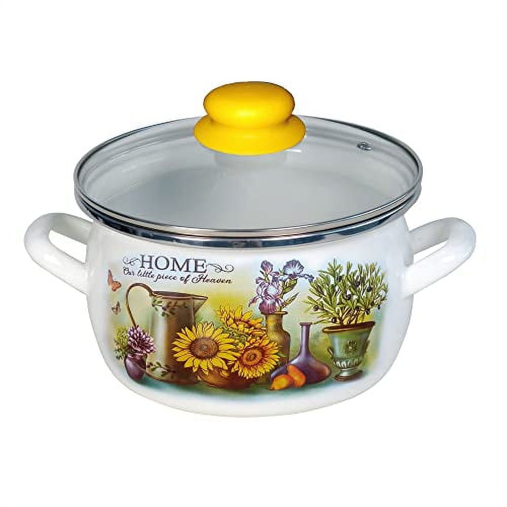 World Gifts Enamel Cooking Stock Pot with Glass Lid - 1.6 Qt - Walmart.com