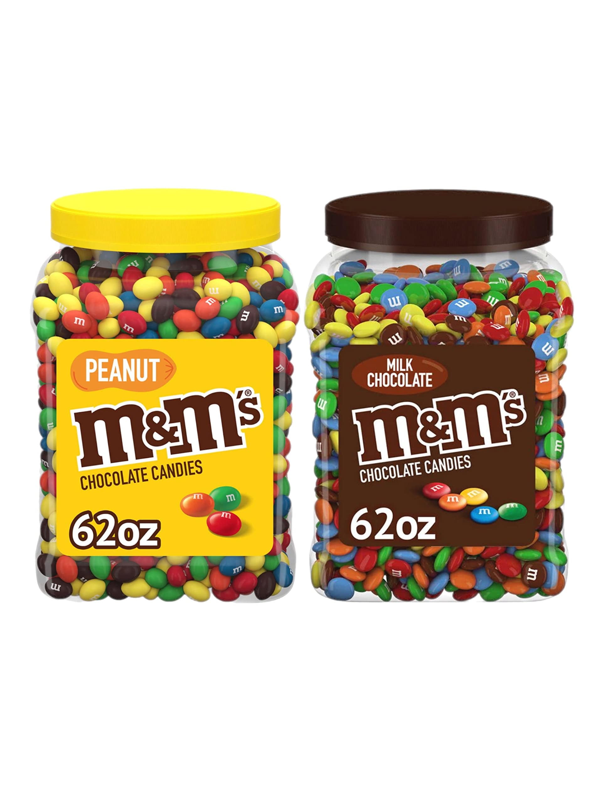 Pack of 2 M&M's - Chocolate Peanut & Milk Chocolate Jars, 62oz Each by ...
