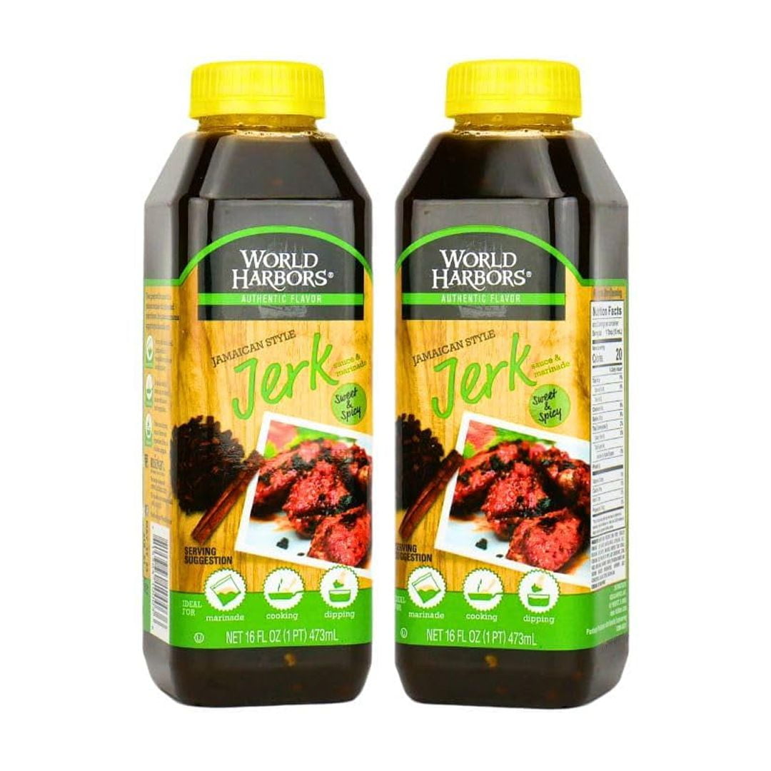 World Harbors Jamaican Jerk Sauce Sweet & MHD1Spicy Marinade for ...