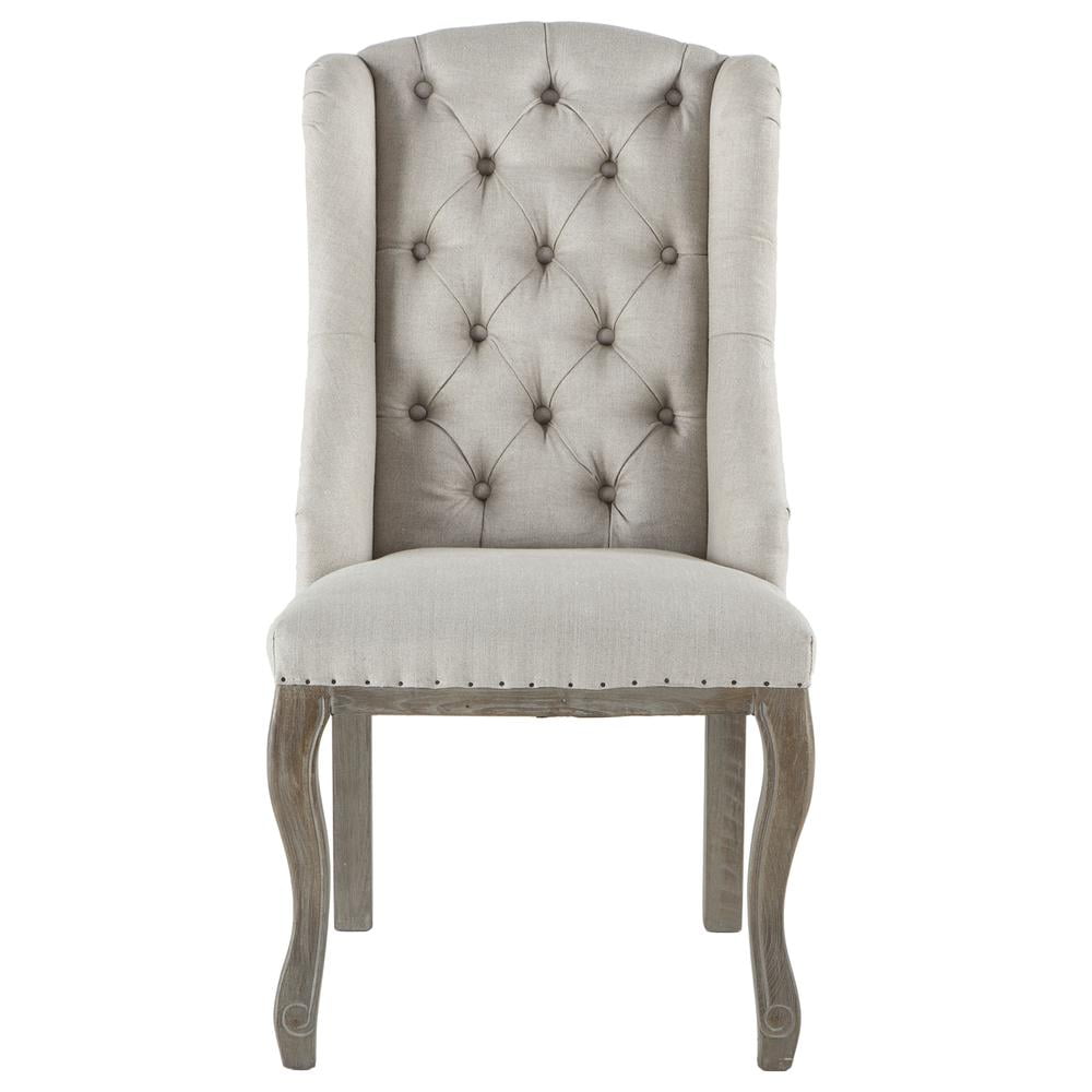 World Interiors Portia 19.5" Linen Fabric Tufted Dining Chair in Off ...