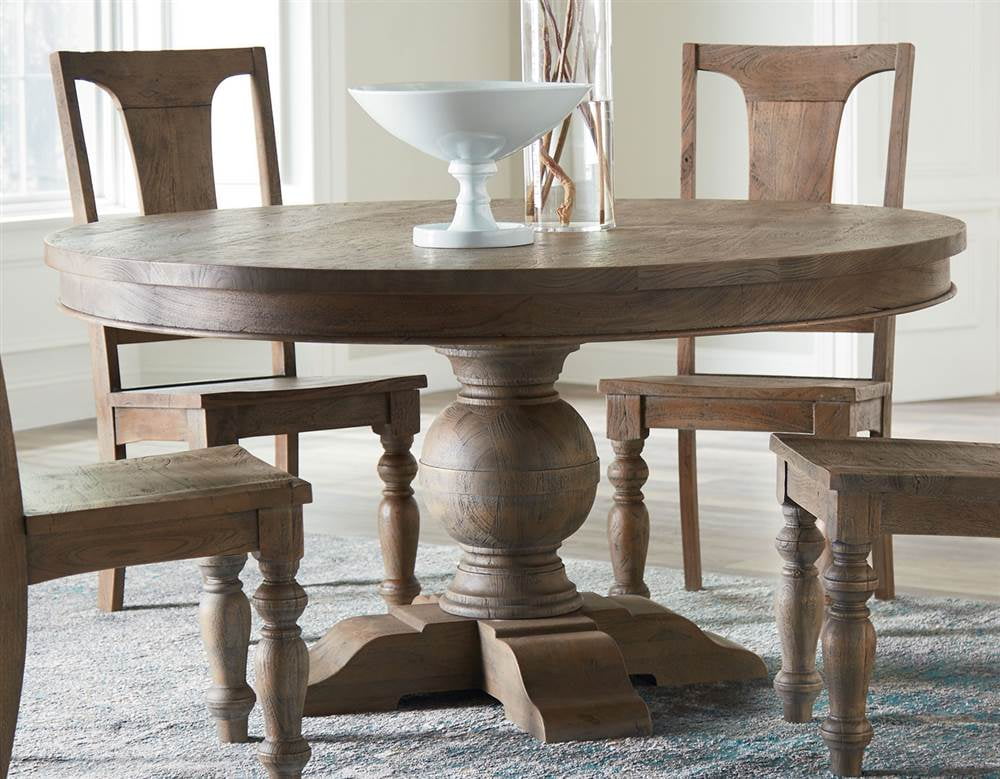 World Interiors Chatham Downs 54-Inch Round Dining Table in Weathered ...