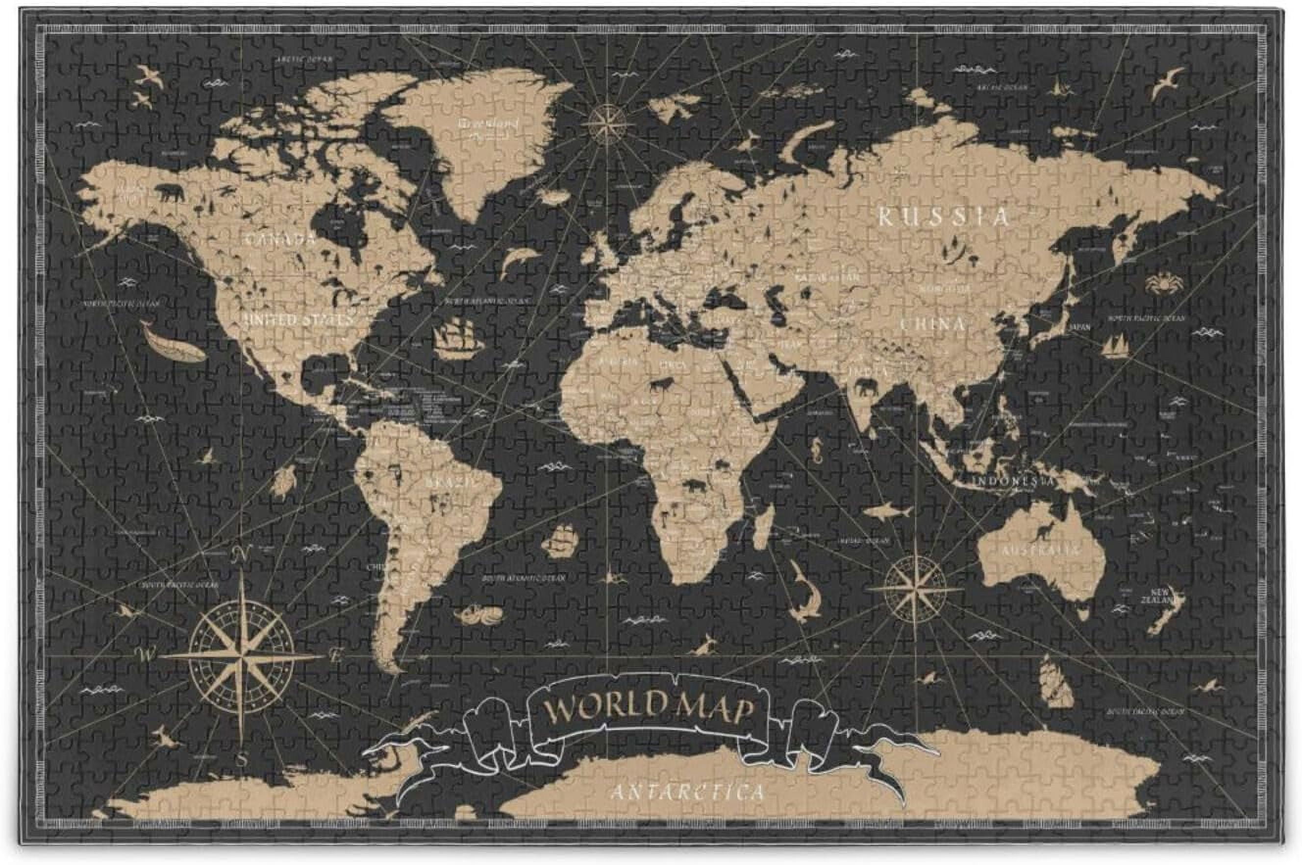 World Landmarks Map - Jigsaw Puzzle 300 Pieces for Adults Kids –Wooden ...