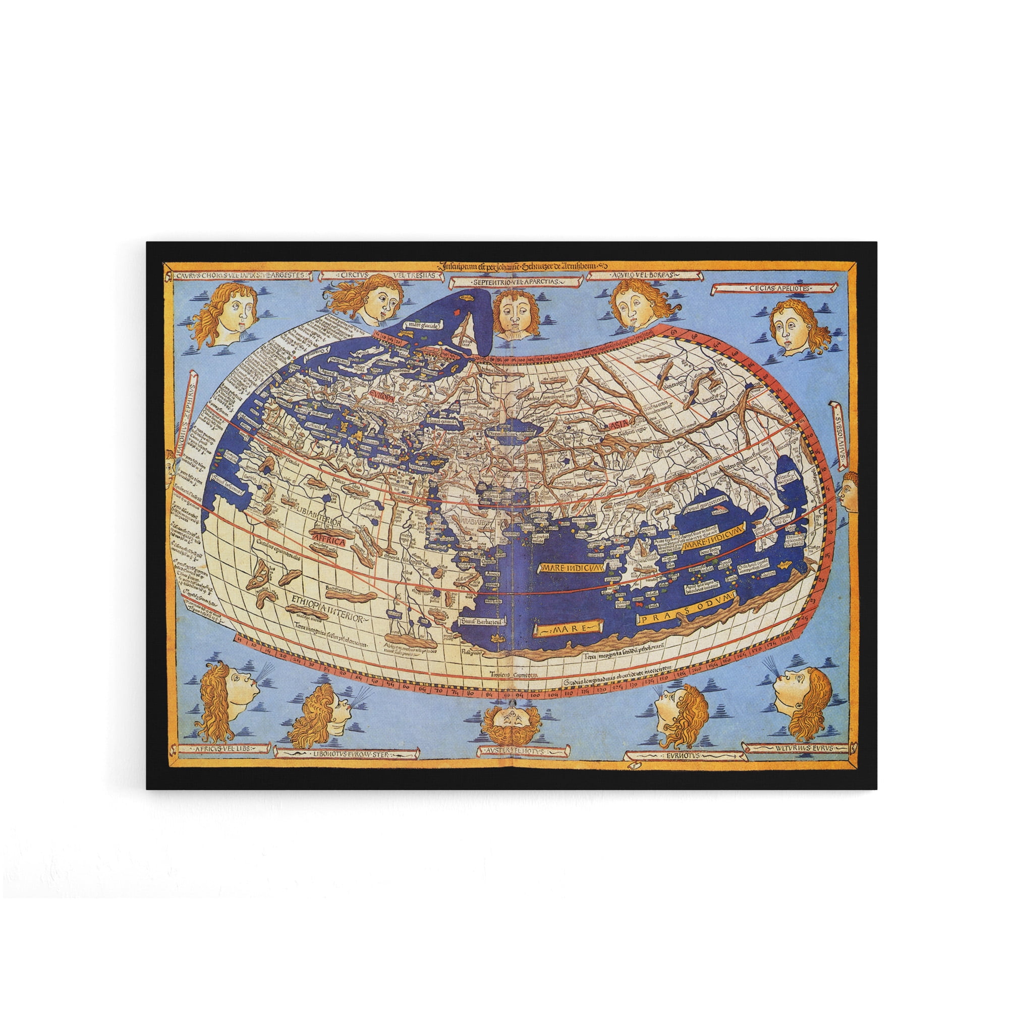 World Map 1482 Ptolemy 2nd Century Canvas Wall Art Print 18X24 ...