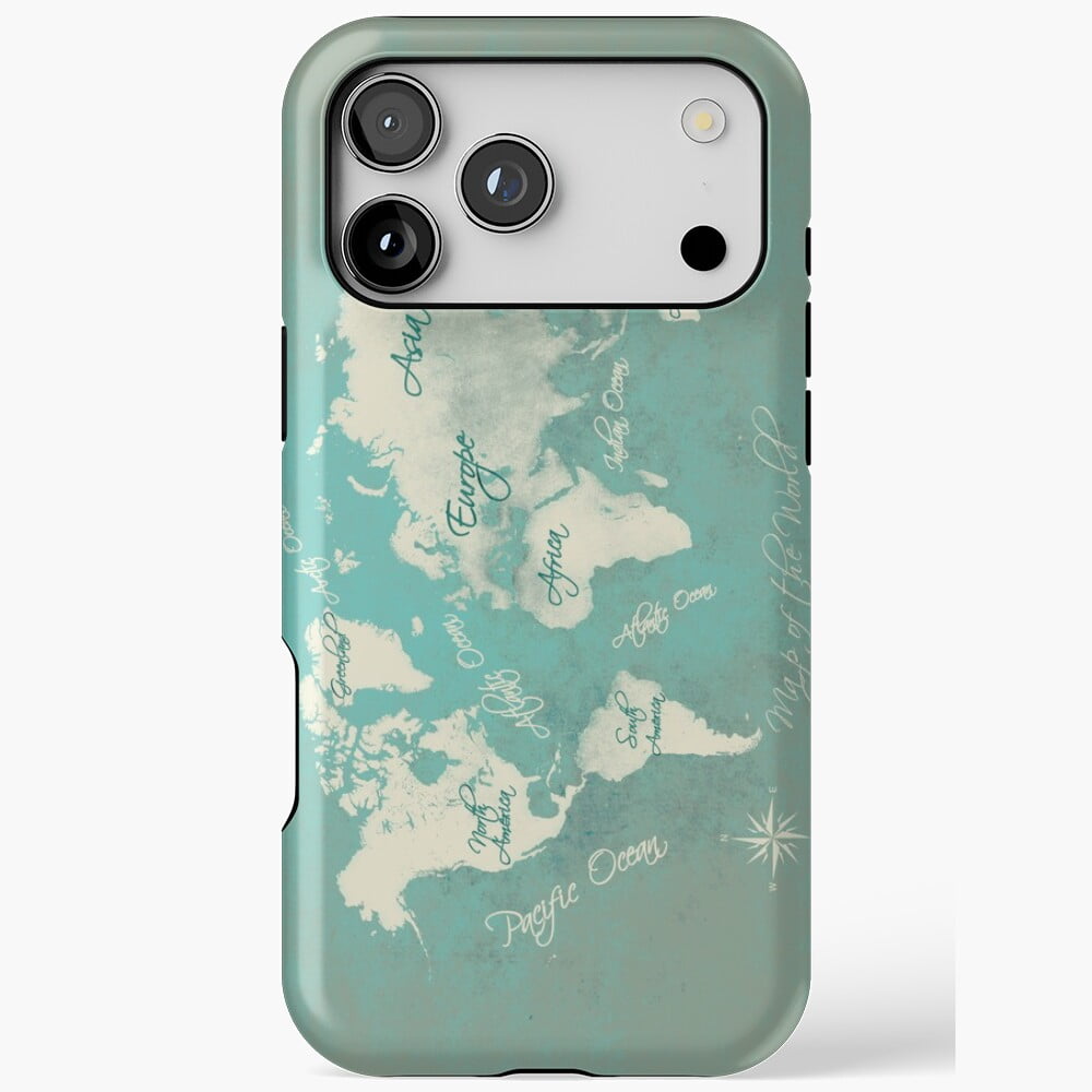 World Map 2020 Green Geography Art For iPhone 11-17 Pro Max Phone Tough ...