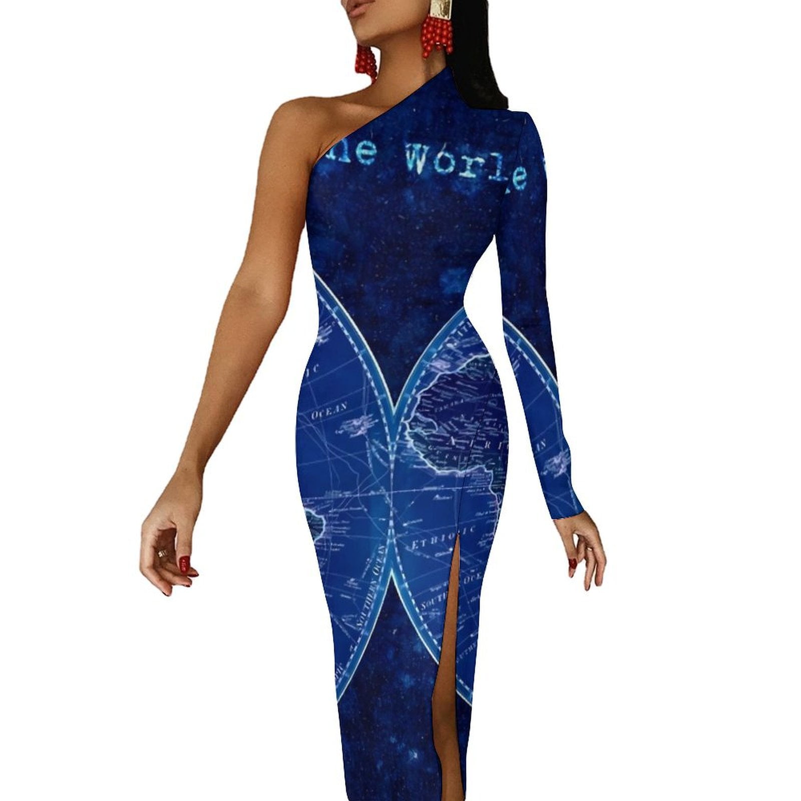 World Map 2020 Maxi Dress Long Sleeve Map of The World Streetwear ...
