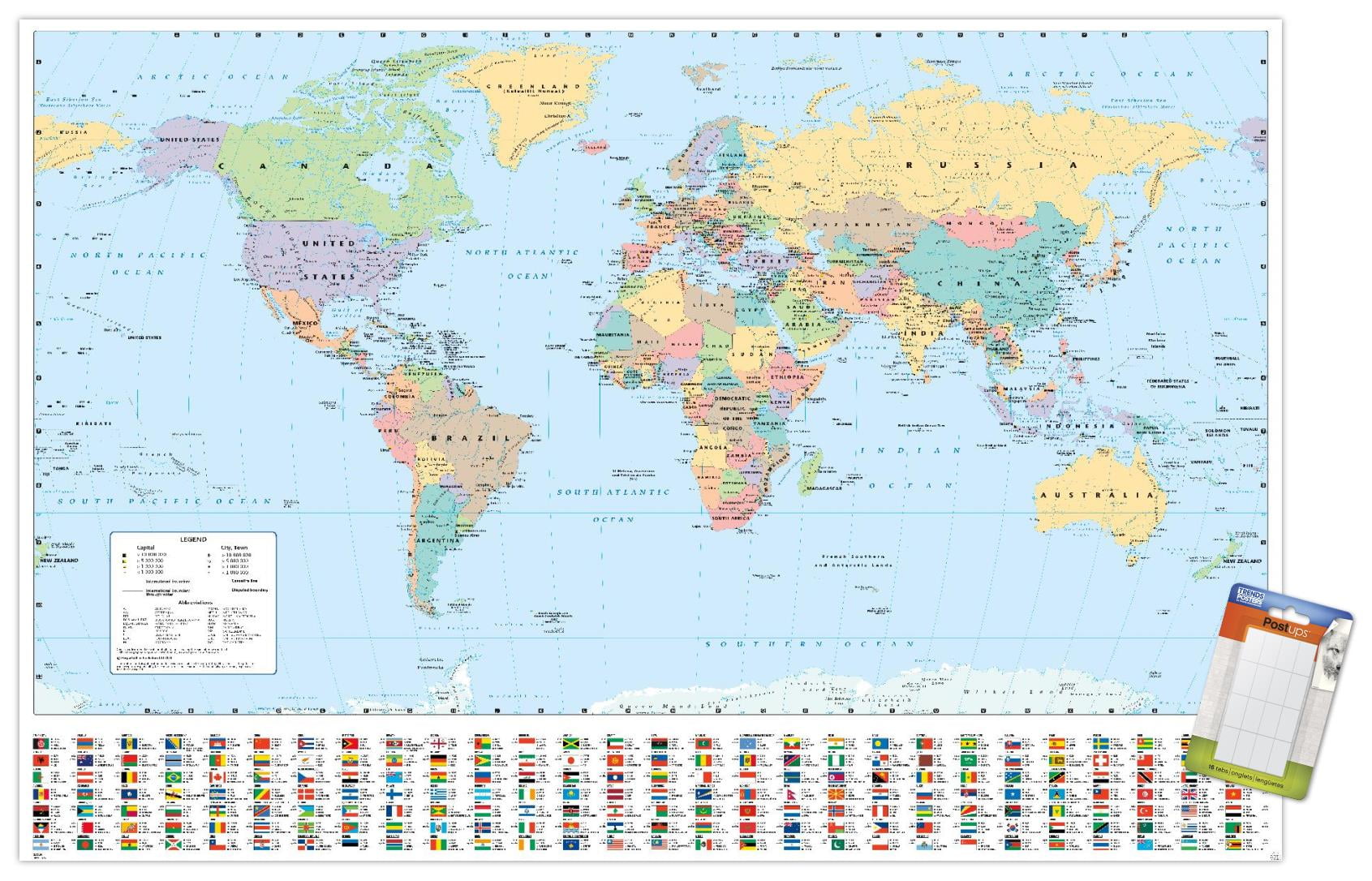 World Map 2023 Wall Poster, 14.725" x 22.375" - Walmart.com
