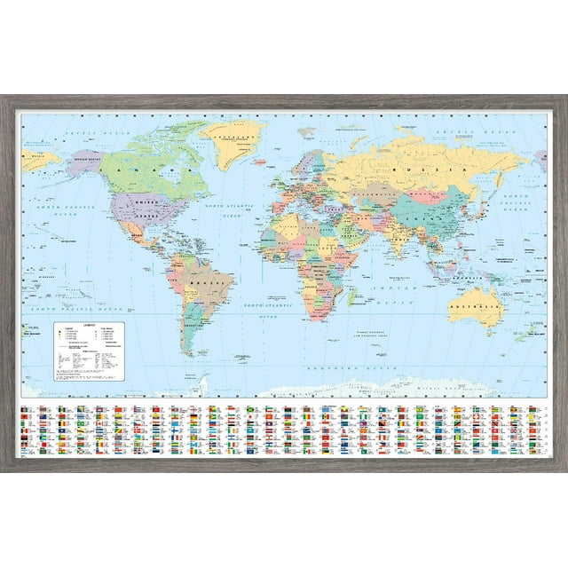 World Map 2023 Wall Poster, 22.375" x 34" Framed - Walmart.com