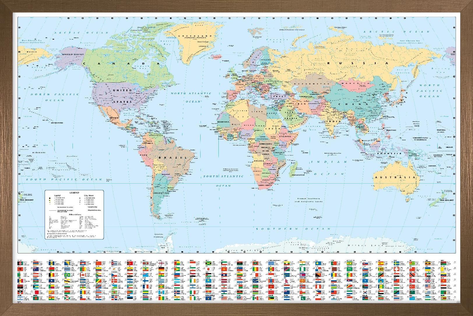World Map 2023 Wall Poster, 22.375" x 34" Framed - Walmart.com