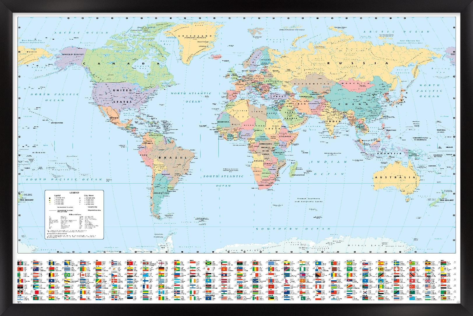 World Map 2023 Wall Poster, 22.375" x 34" Framed - Walmart.com