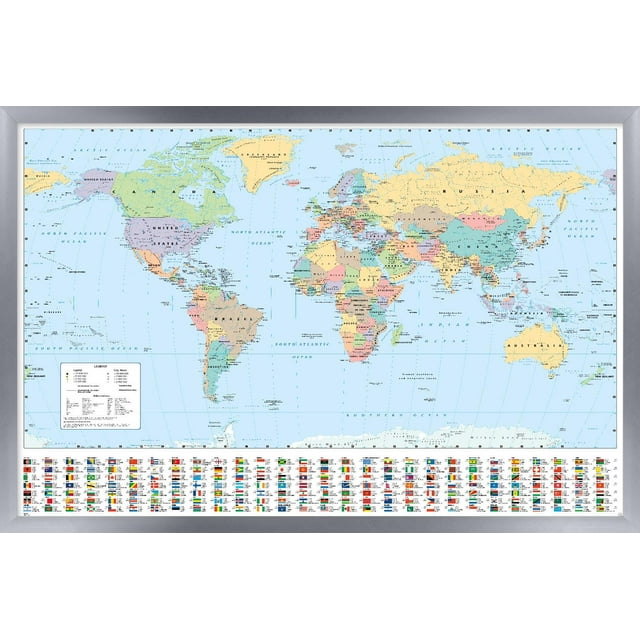World Map 2023 Wall Poster, 22.375" x 34" Framed - Walmart.com